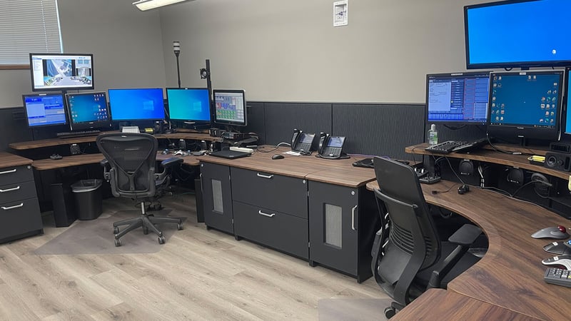 Clinton County 911 Center Photos | Xybix Desks for 911 Dispatch