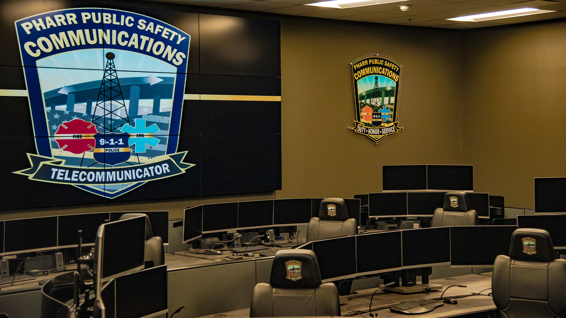 Pharr Public Safety Comm. Dept. Photos | Xybix Desks for 911 Dispatch
