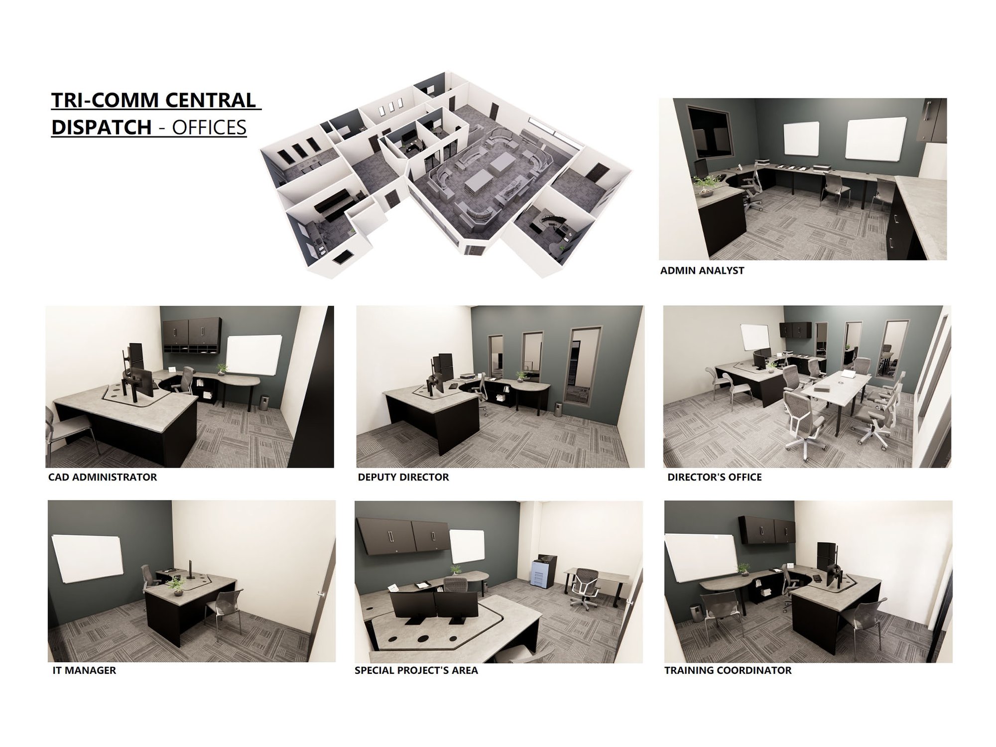 Tri-Com Central Dispatch Photos | Xybix Desks for 911 Dispatch