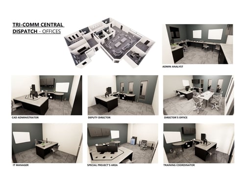 Tri-Com Central Dispatch Photos | Xybix Desks for 911 Dispatch